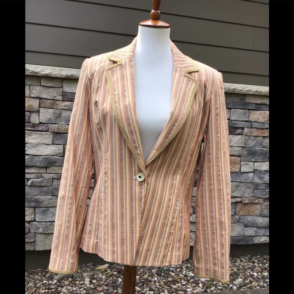 Reba Career Jacket, Peach, Tan & Beige, Size 10 - Gem